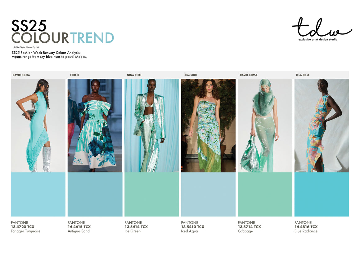 SS25 COLOUR TREND Aqua A3 Trend Board Digital File – The Digital Weaver